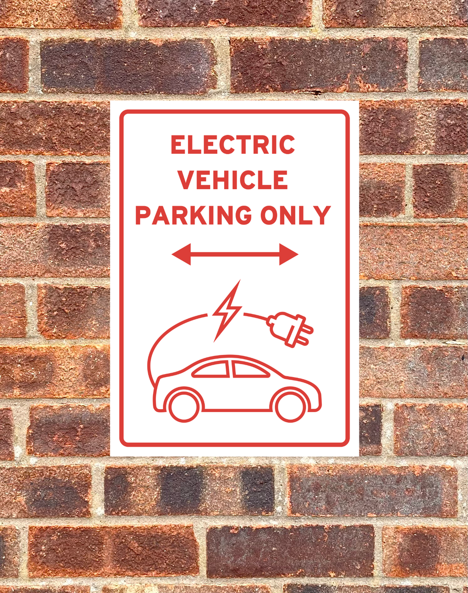 'Electric Vehicle Parking Only' Red EV Car Sign – Classic Home Store