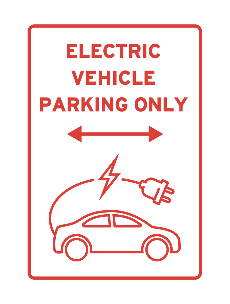'Electric Vehicle Parking Only' Red EV Car Sign – Classic Home Store